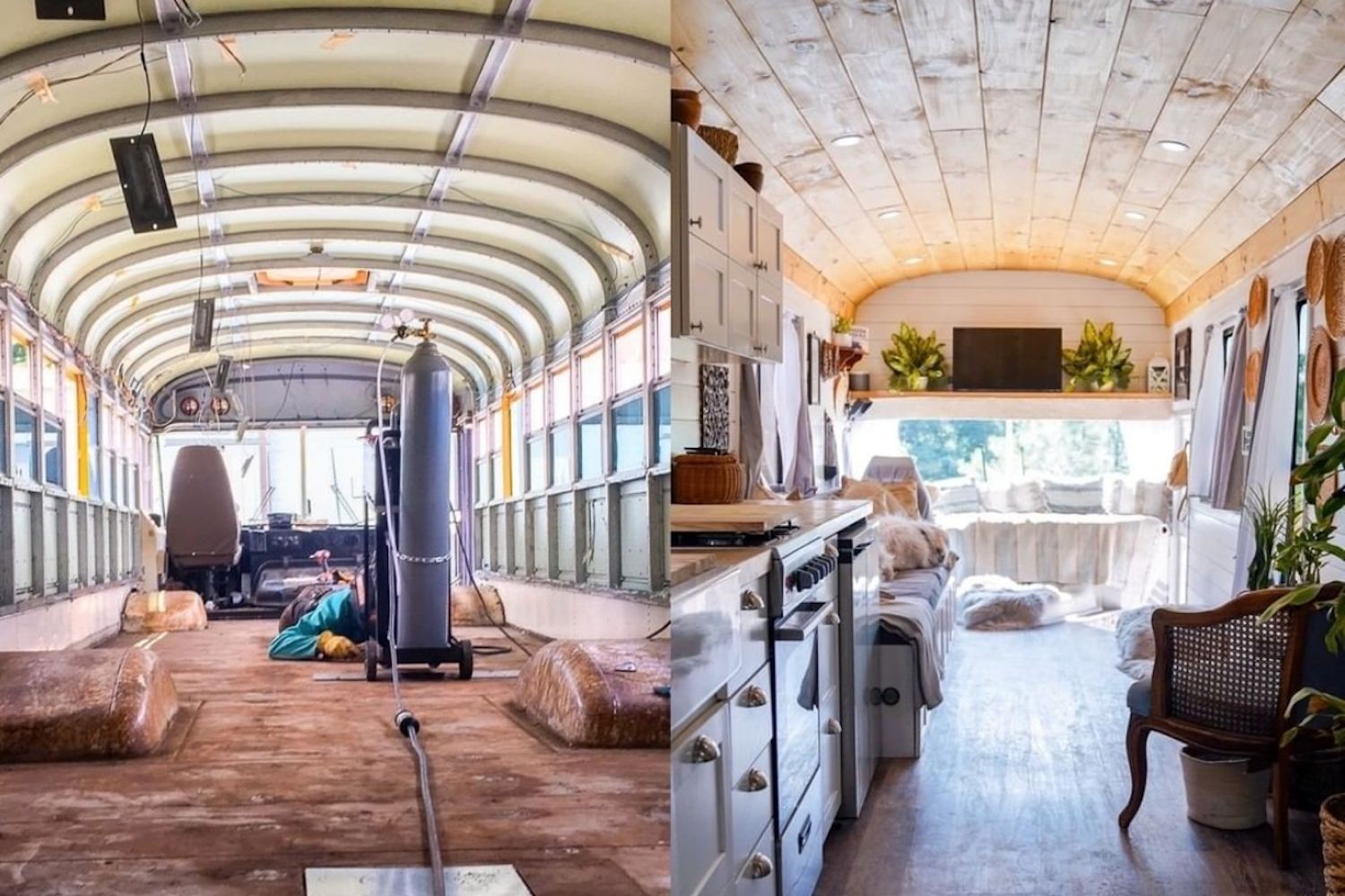 Couple converts old school bus into their dream home on wheels ...