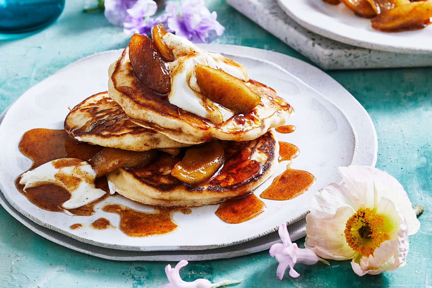 Hot cake stack with caramelised apples Recipe | Better Homes and Gardens