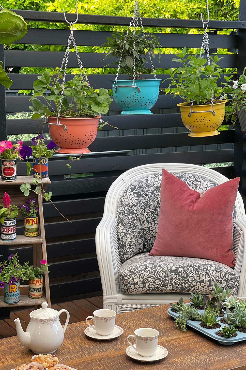Melissa makes colourful colander hanging baskets | Better Homes and Gardens