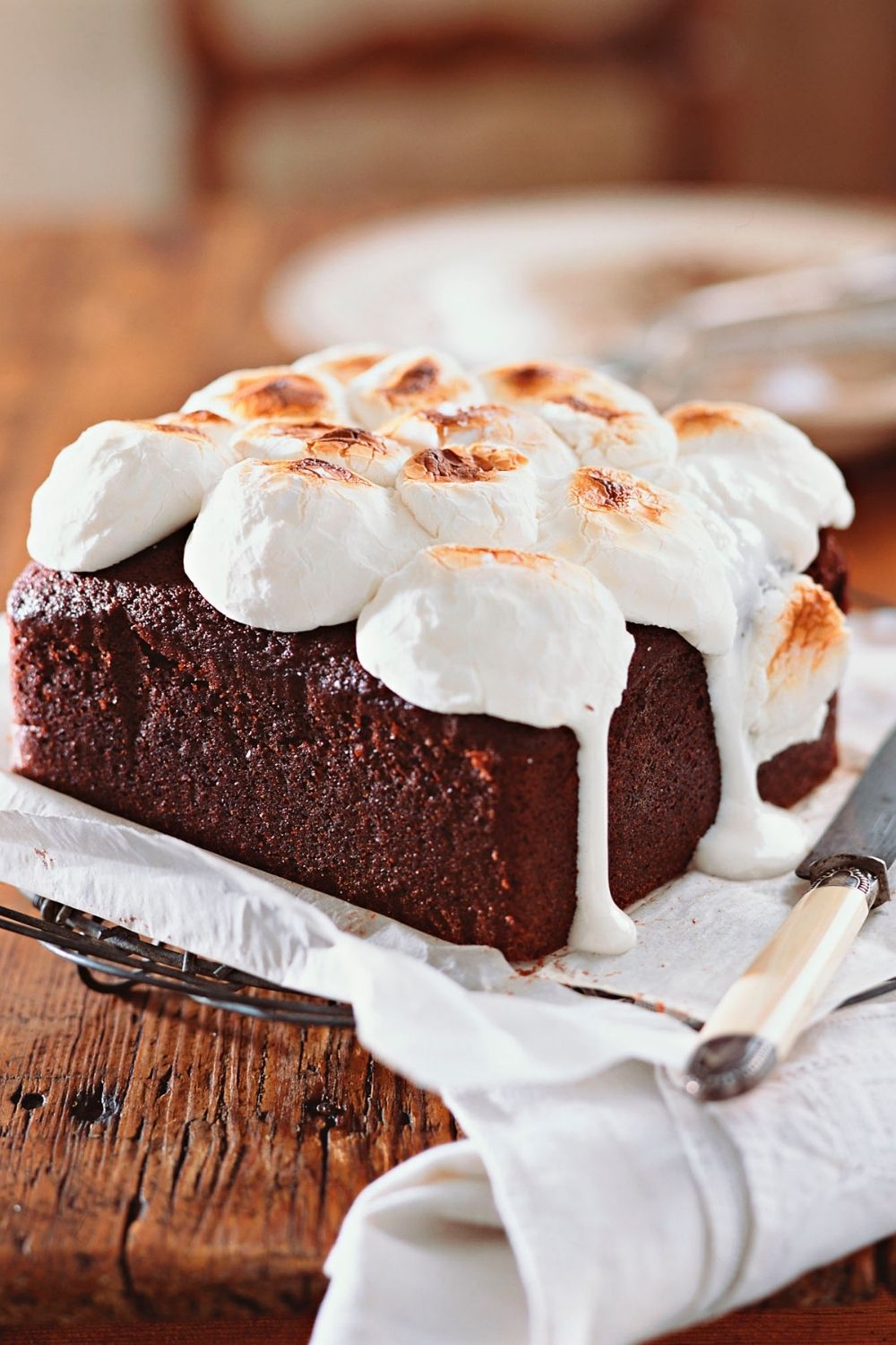 Mocha-choc cake with marshmallow top Recipe | Better Homes and Gardens
