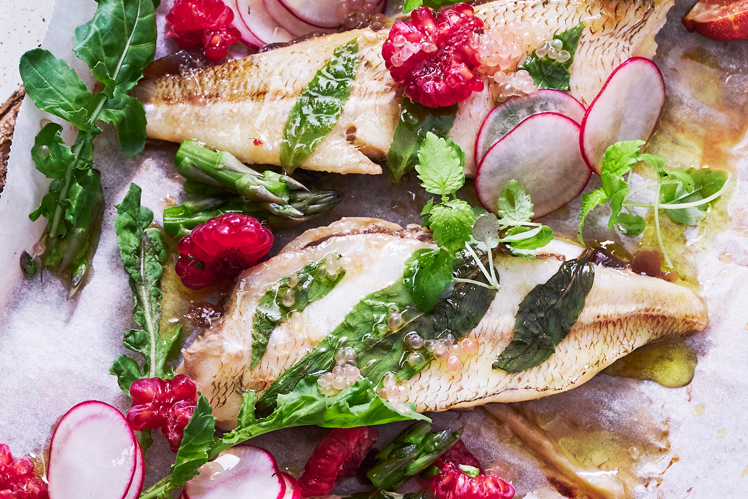 Paperbark roasted whiting with river mint and sweet coastal salad ...