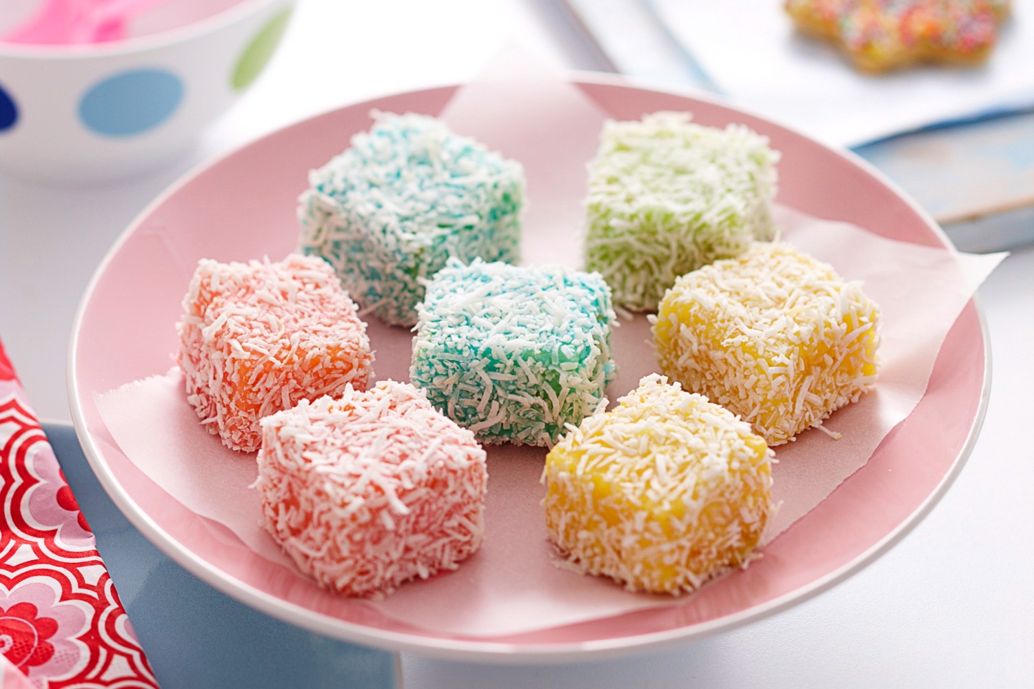 Rainbow lamington bites recipe Recipe | Better Homes and Gardens