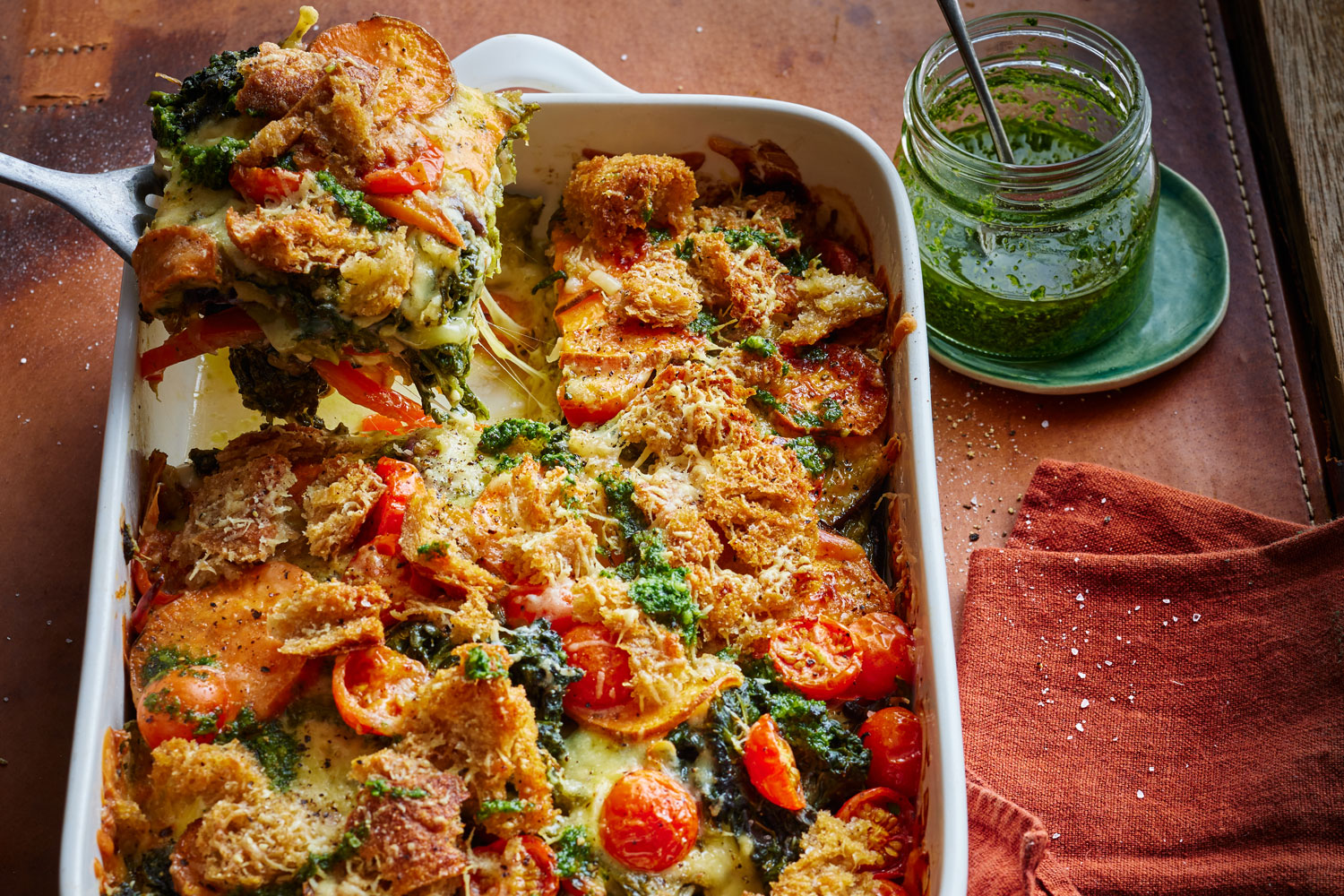 Pesto Vegetable Bake Recipe Recipe | Better Homes and Gardens